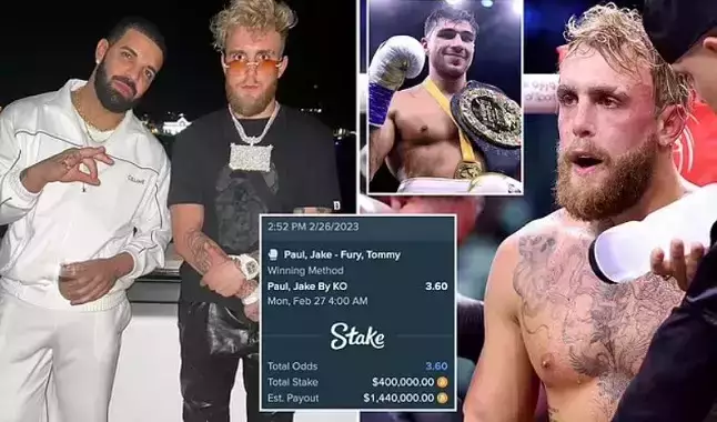 Drake perde R$ 2 milhões com derrota de Jake Paul
